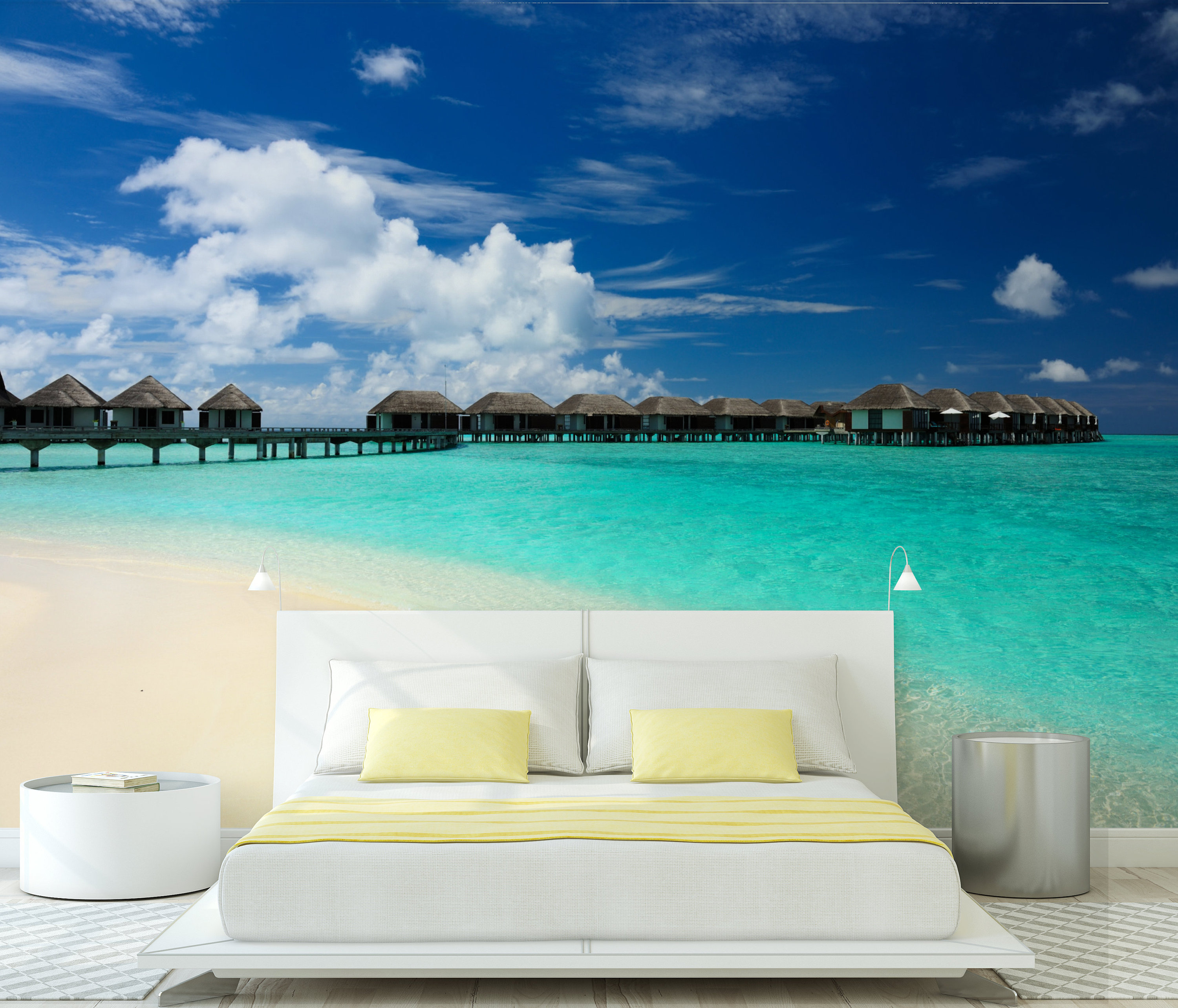 Tropical Beach Sea Maldives Art Print Photomural Wallpaper Mural Easy ...