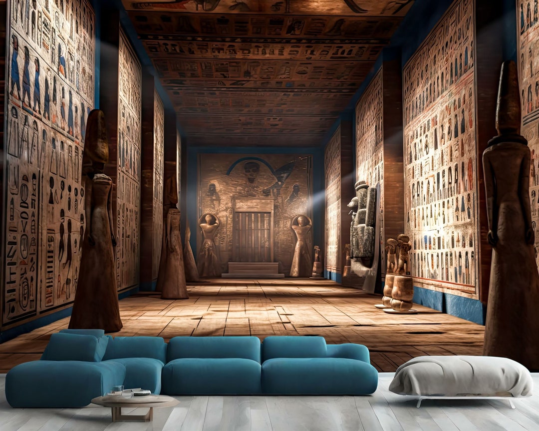 Ancient Egyptian Room Temple With Pharaohs Hieroglyphics, Generative AI ...