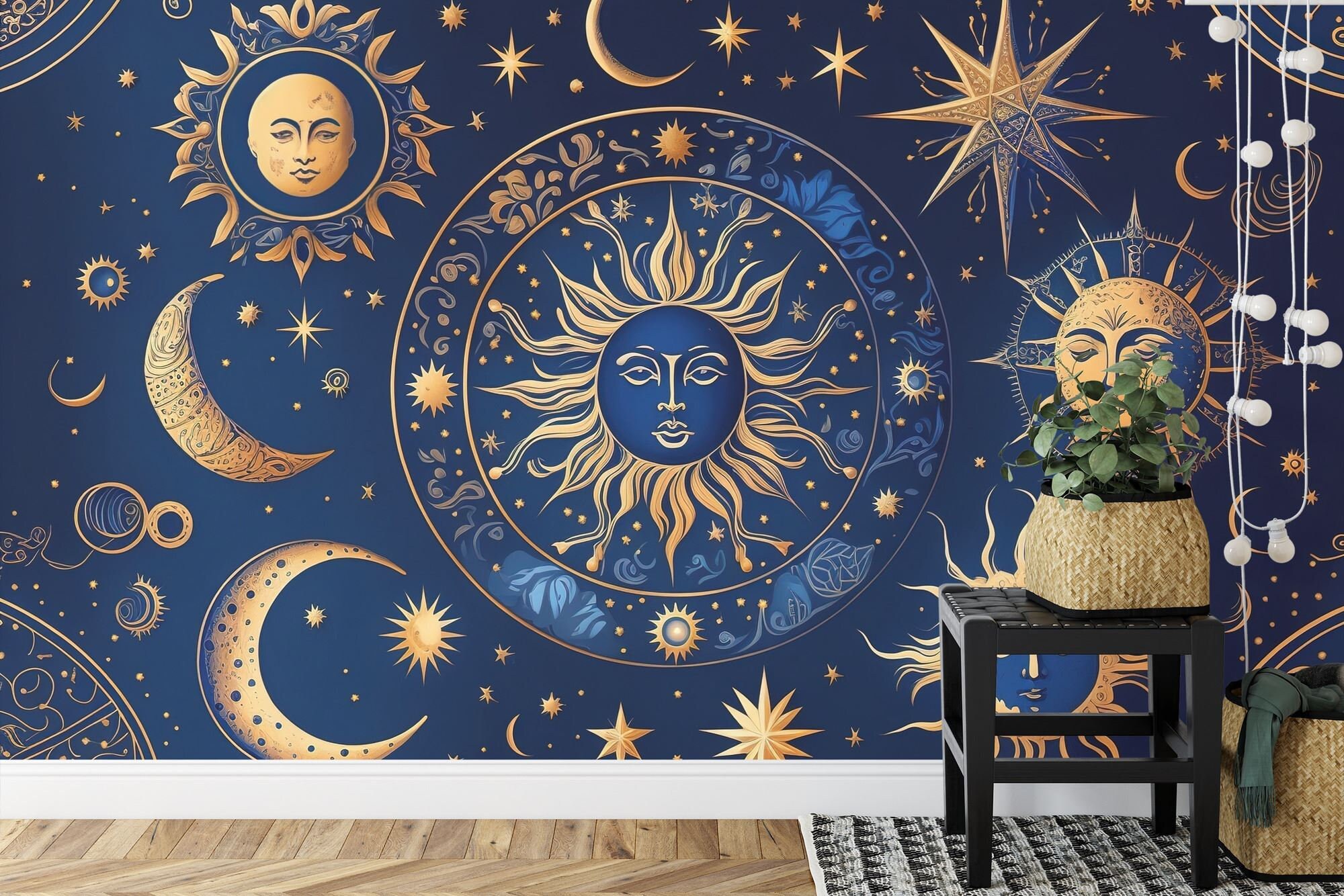 Golden Stars Moon,planets,mystical Tarot Cards, Fantasy Magic Space AI ...