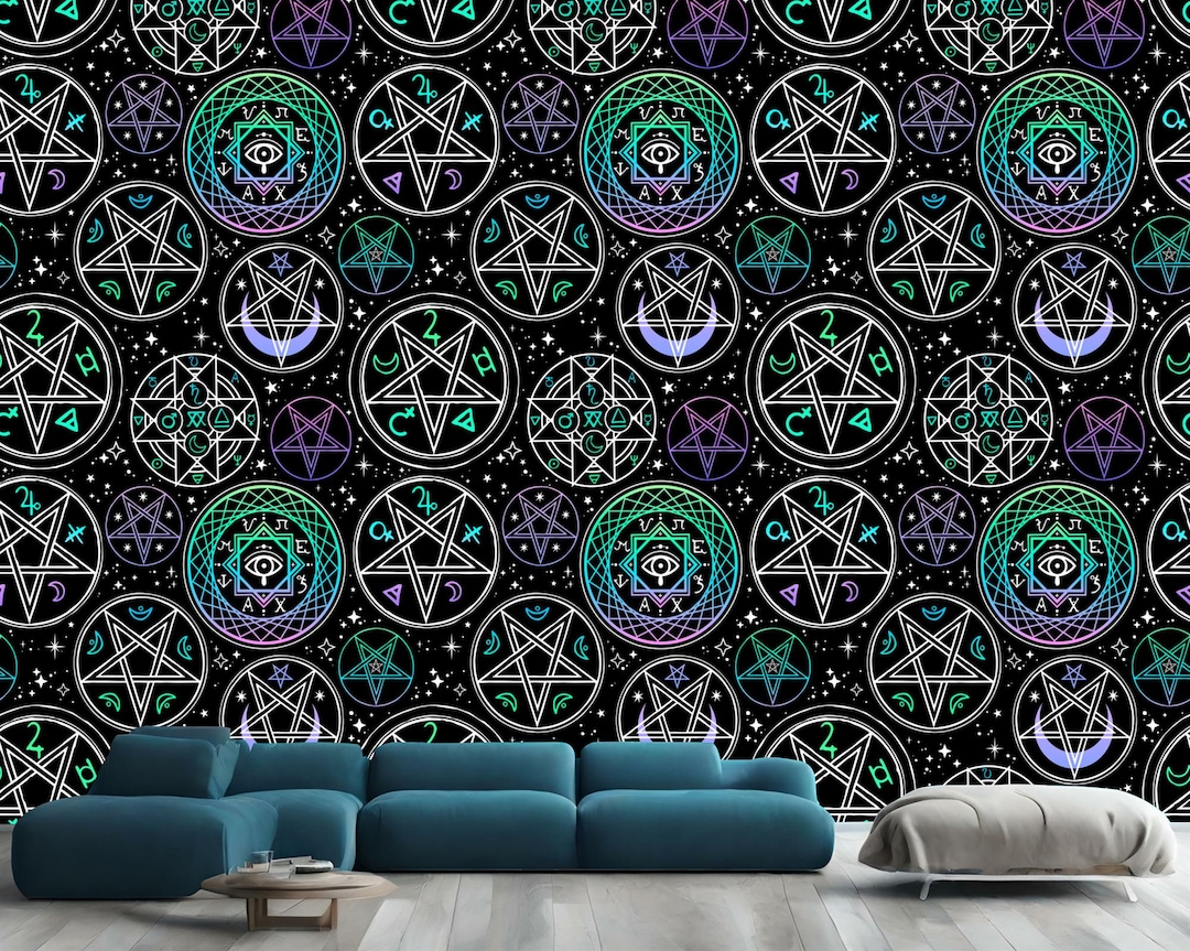 Mystical Symbols Circles Seamless Pattern Gift, Art Print Photomural ...