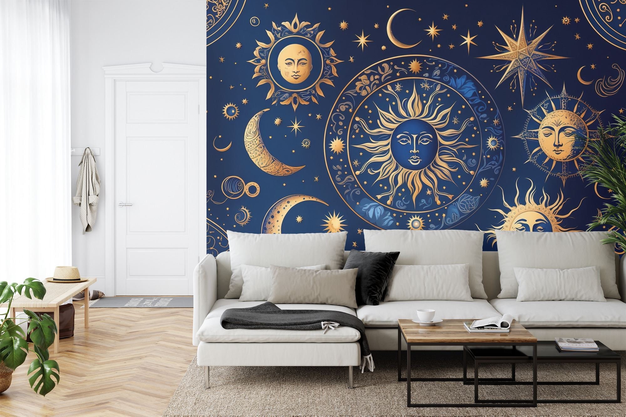 Golden Stars Moon,planets,mystical Tarot Cards, Fantasy Magic Space AI ...