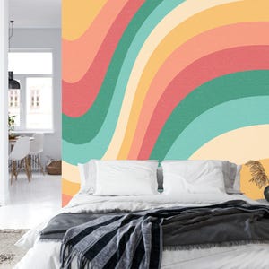 Retro Groovy Colorful Wavy Abstract Home Decor Wall Gift, Art Print ...