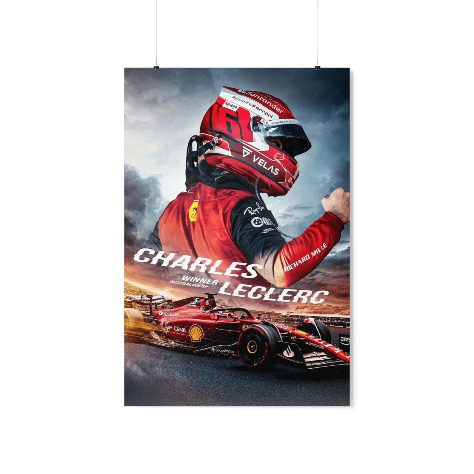 Charles Leclerc Poster Formula 1 Wall Art Chales Leclerc Sim Racing ...