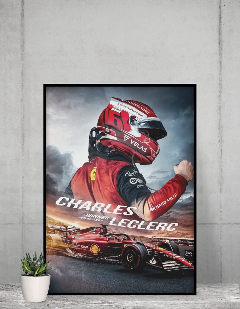 Charles Leclerc Poster Formula 1 Wall Art Chales Leclerc Sim Racing ...