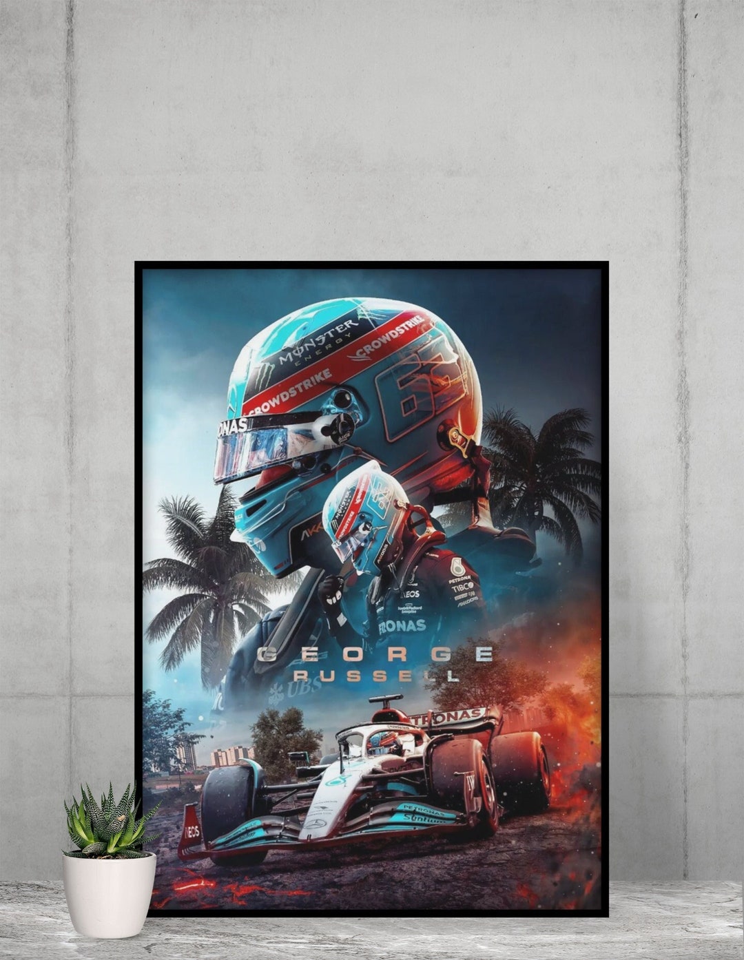 George Russell Poster Formula 1 Wall Art George Russell Sim Racing ...