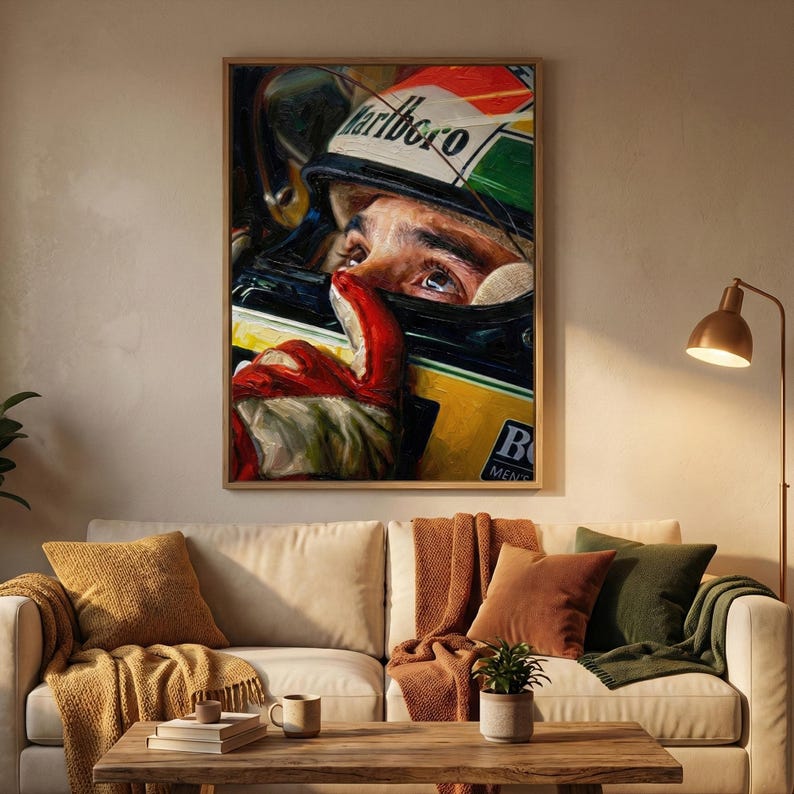 Ayrton Senna F1 Poster | Impasto Oil Painting Style Print | Formula 1 ...
