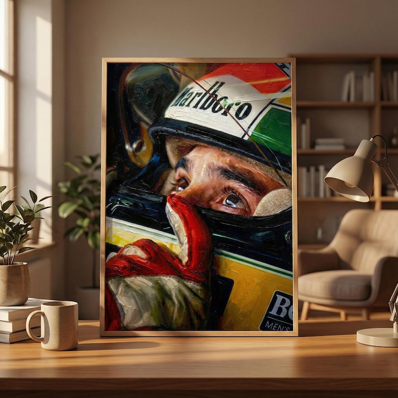 Ayrton Senna F1 Poster | Impasto Oil Painting Style Print | Formula 1 ...