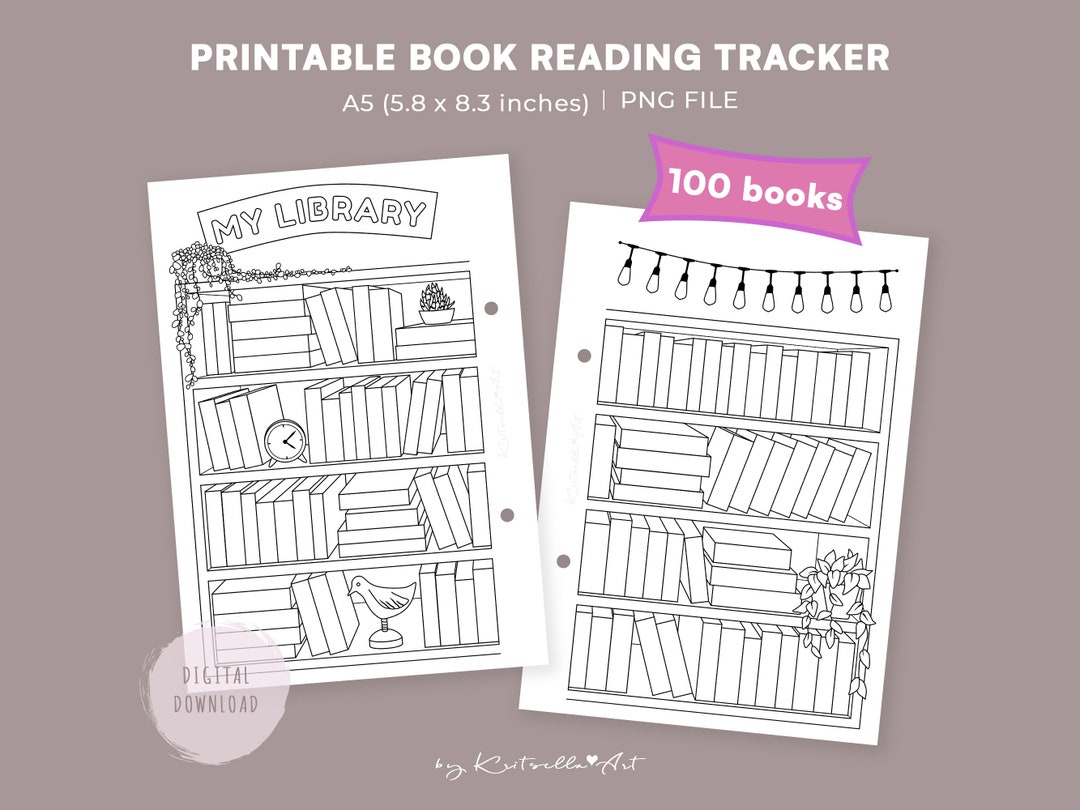 Book Reading Tracker, Fillable Bookshelf Organizer, Personalized ...