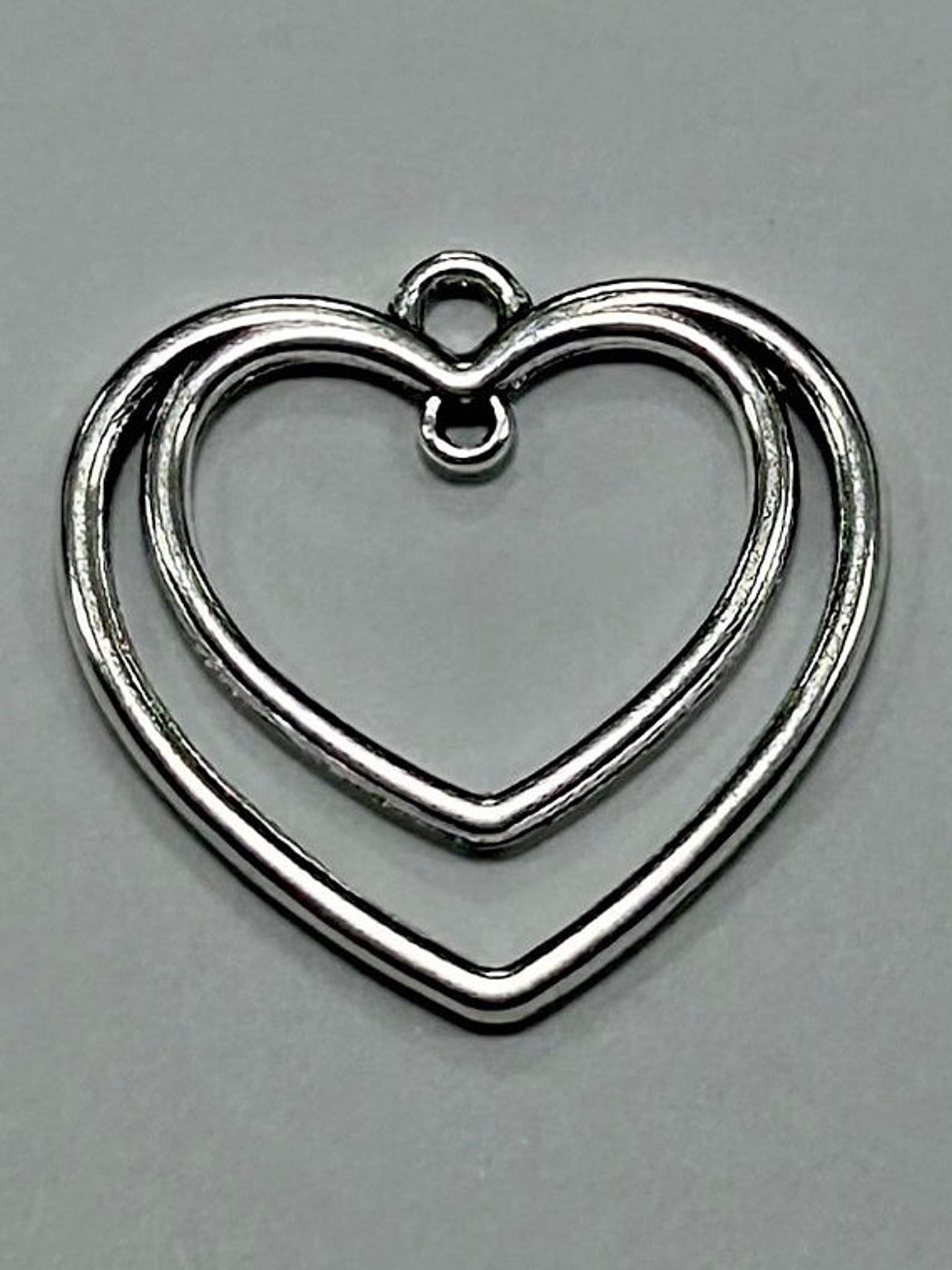 Large Double Heart Connector Charm Pendants! Antique Silver Finish! DIY ...