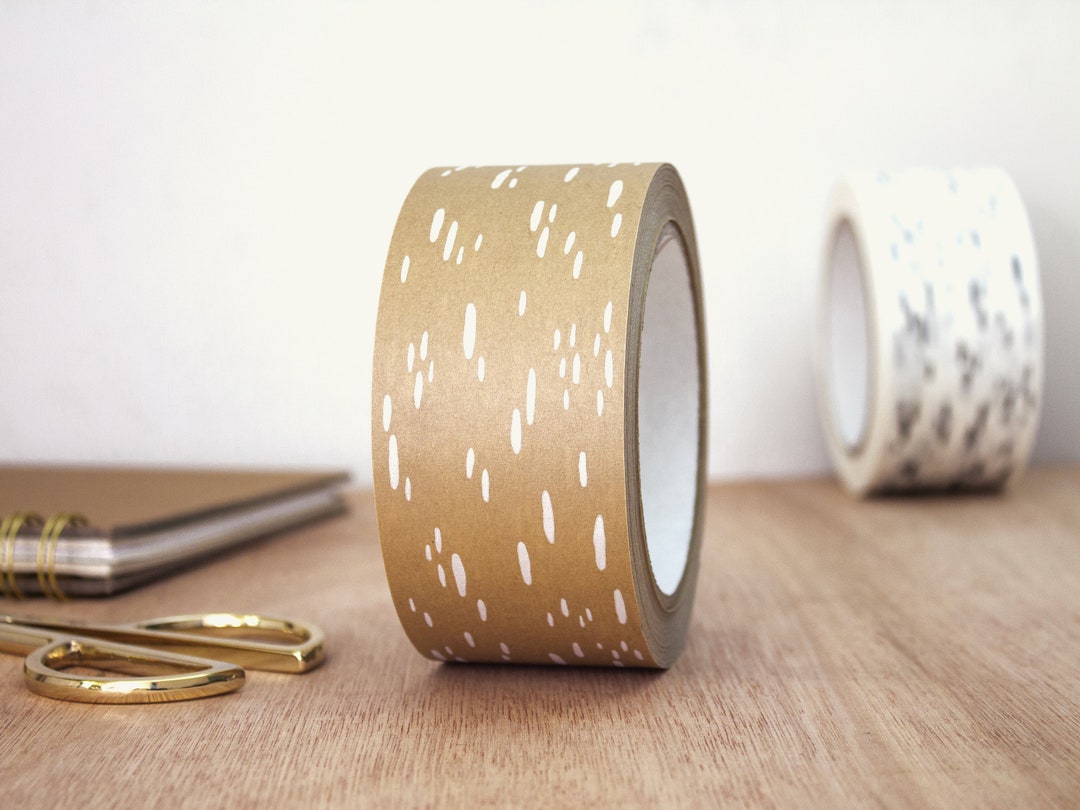 100% Recyclable Kraft Paper Packaging Tape White Oval Dappled Dash ...