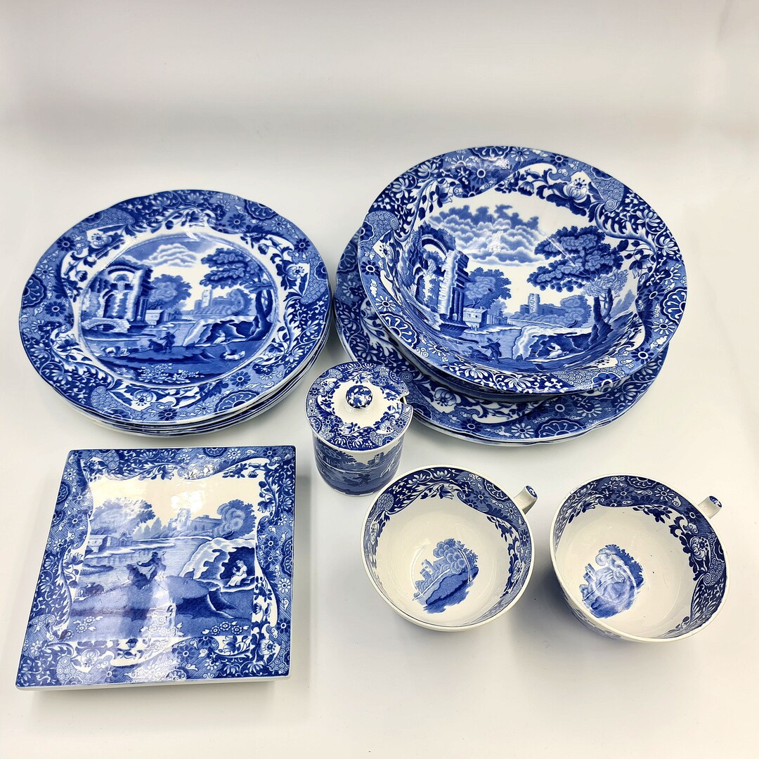 Copeland Spode Blue Italian Vintage Dinner and Tea Set Pieces 12 Pieces ...