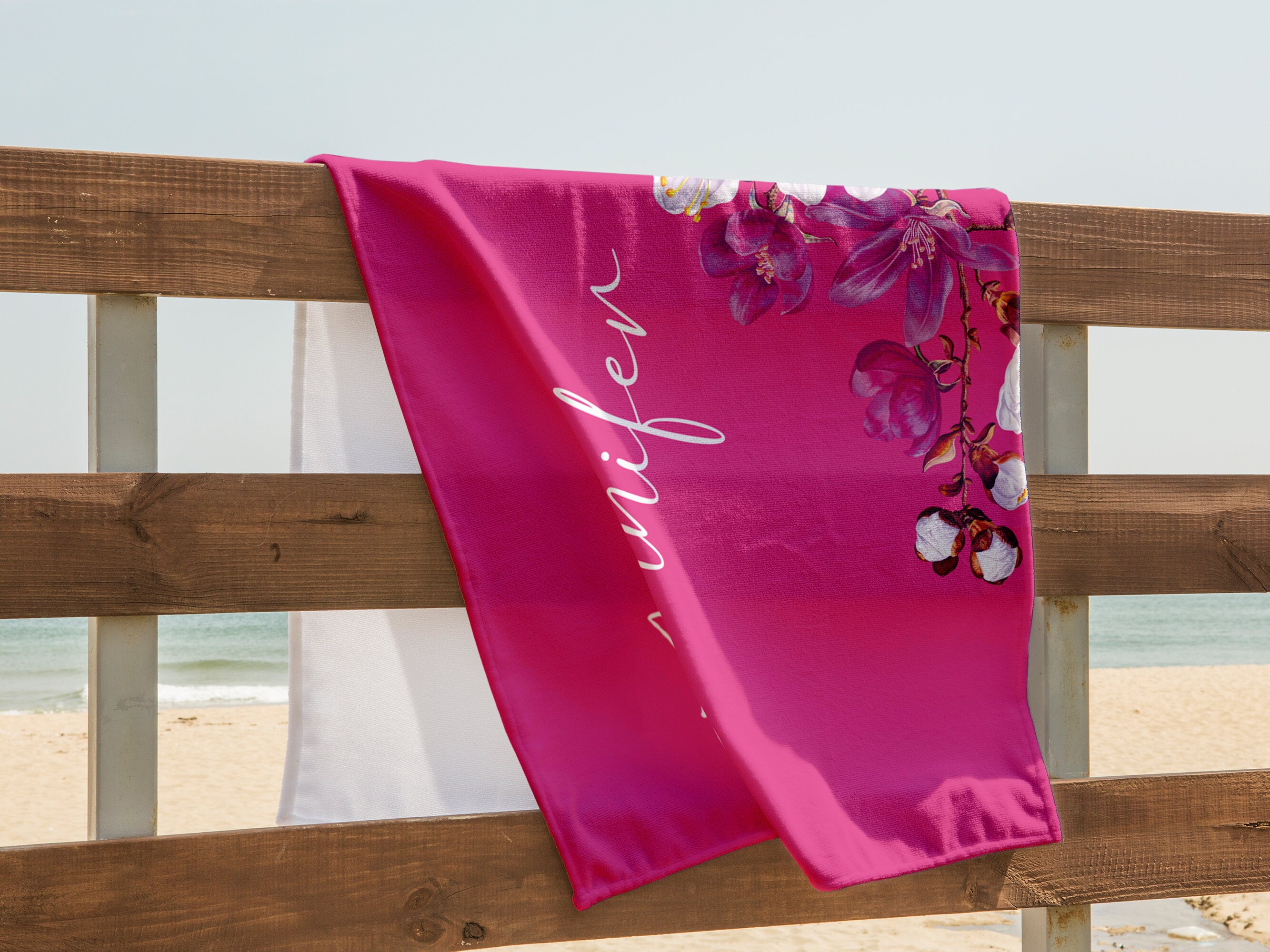 Customized Towel, Turkish Towel, Bride Towel, Floral Beach Towel ...