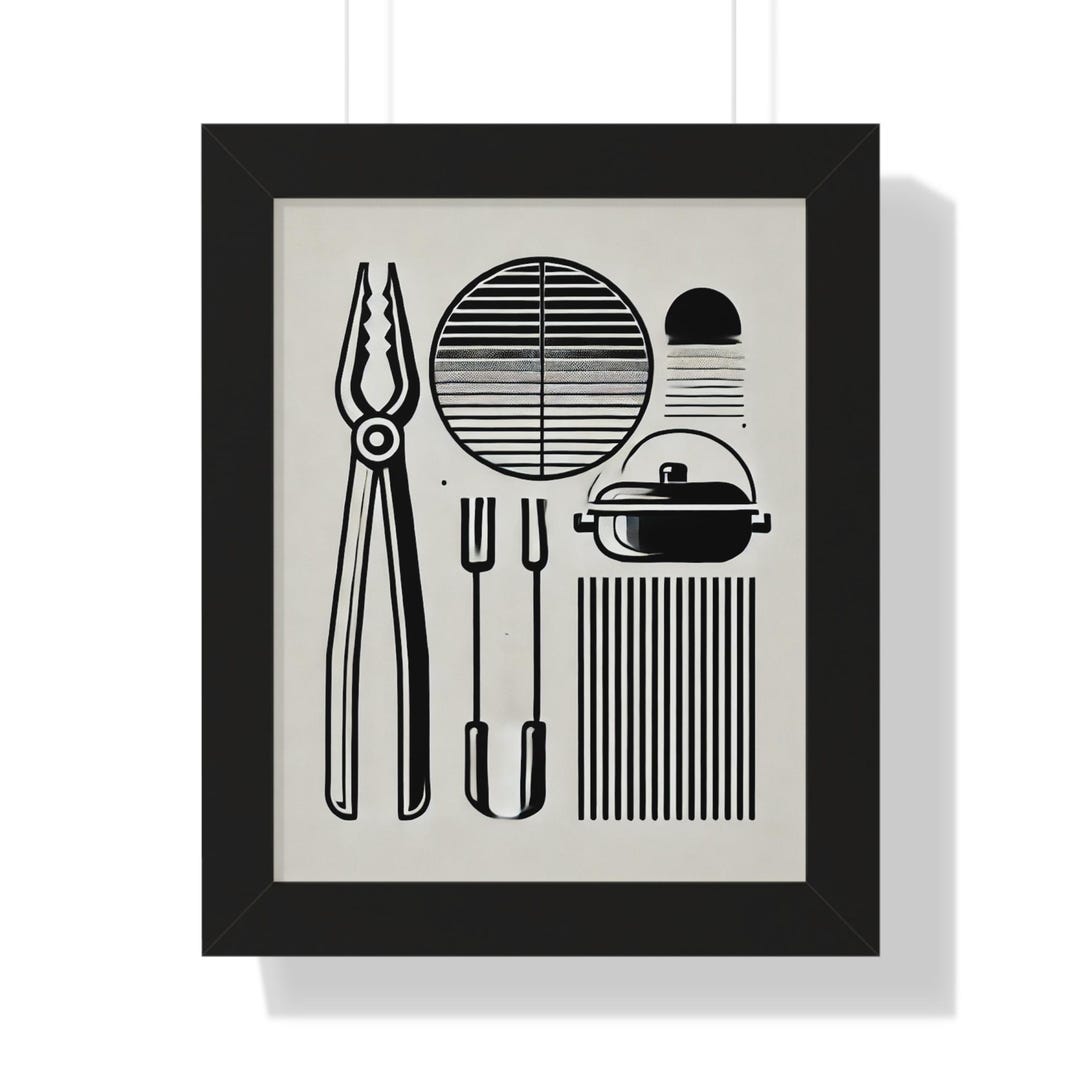 Vertical Poster Wall Art, Braai Tongs Grid Potjie Pot Design, South ...