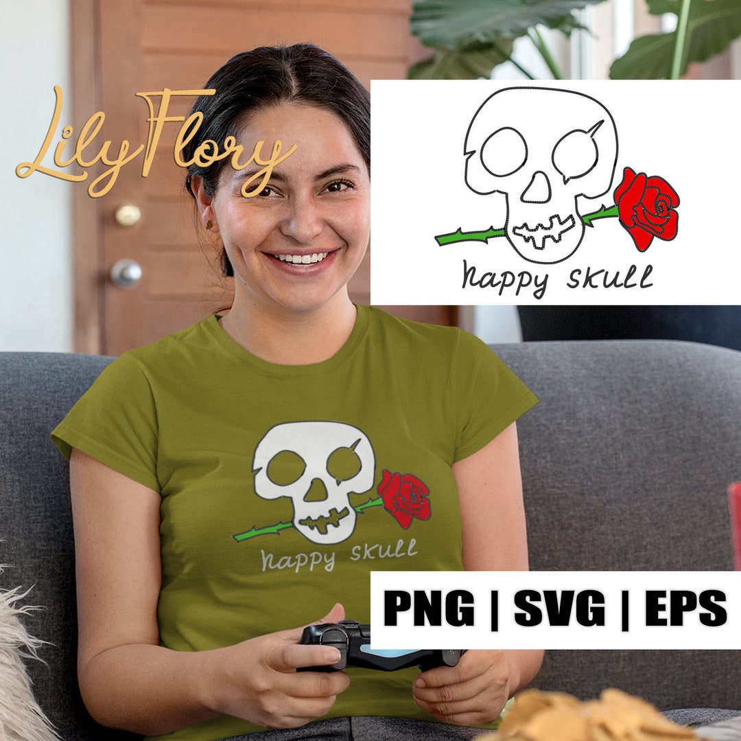 Happy Skull, Skull Art, Graphic Design, Skull Decor, Skull Illustration ...