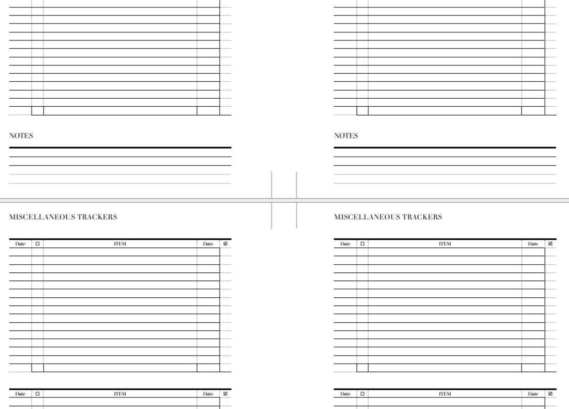 PRINTABLE A5 Miscellaneous Tracker Pages, A5 Ringed-planner Refill ...