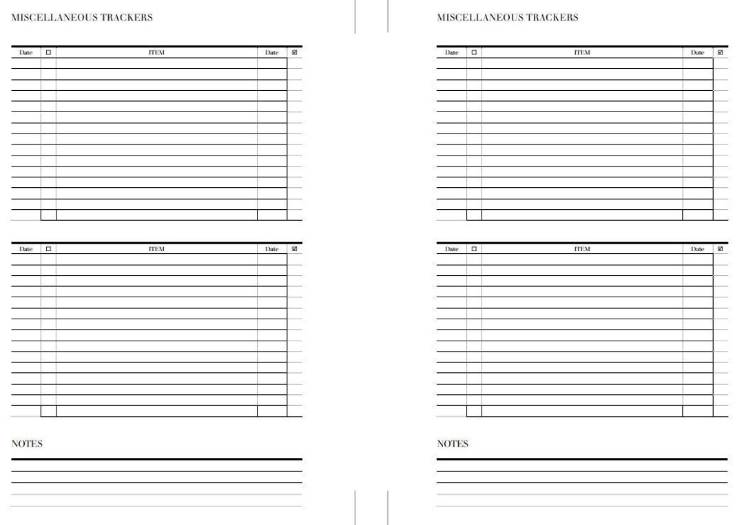 PRINTABLE A5 Miscellaneous Tracker Pages, A5 Ringed-planner Refill ...