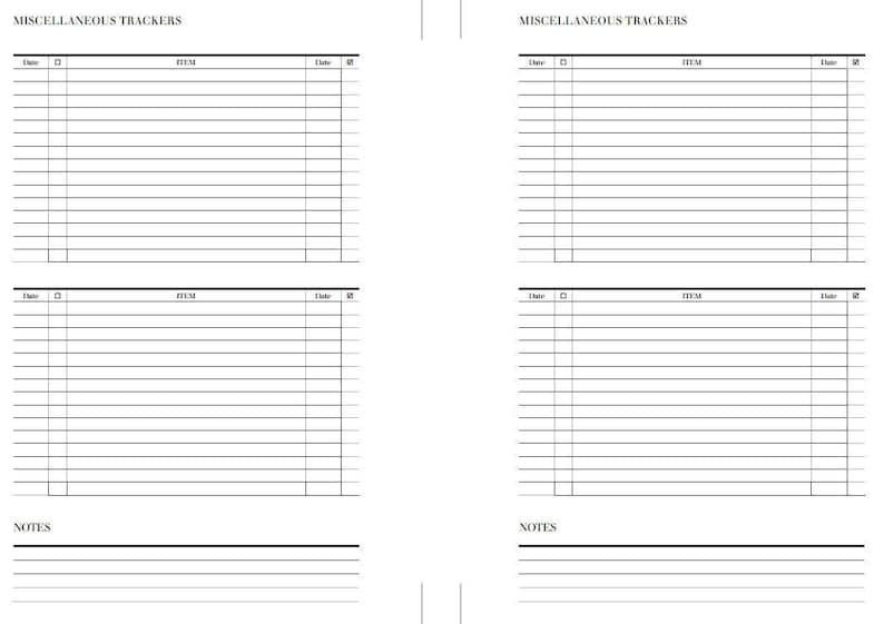 PRINTABLE A5 Miscellaneous Tracker Pages A5 Ringed-planner - Etsy