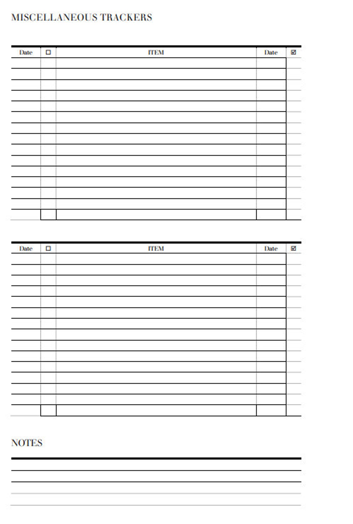 PRINTABLE A5 Miscellaneous Tracker Pages, A5 Ringed-planner Refill ...