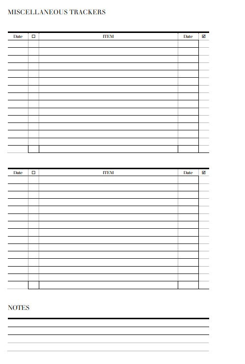 PRINTABLE A5 Miscellaneous Tracker Pages, A5 Ringed-planner Refill ...