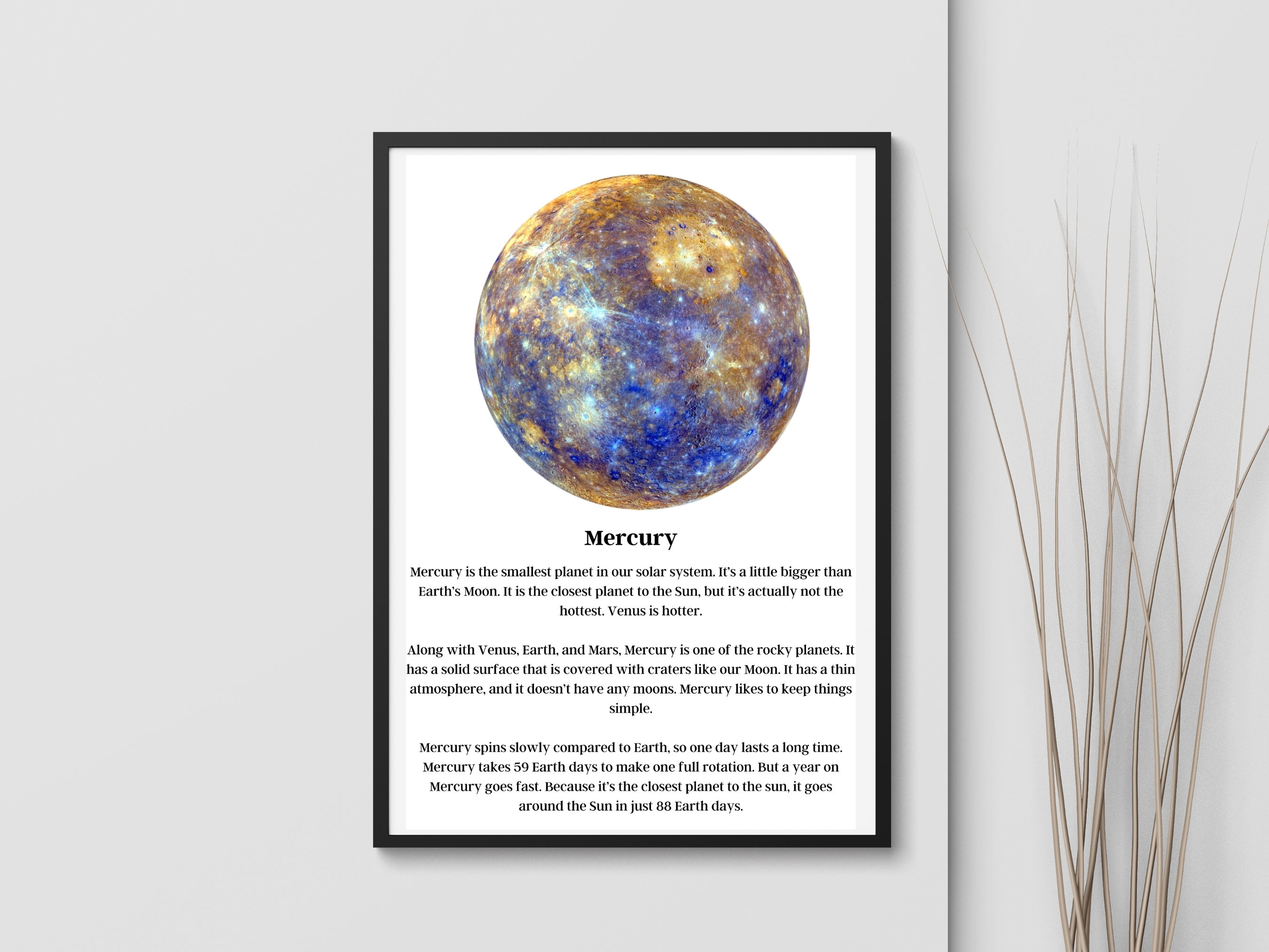 Mercury Planet, Mercury Printable Poster, Solar System, Digital Print ...
