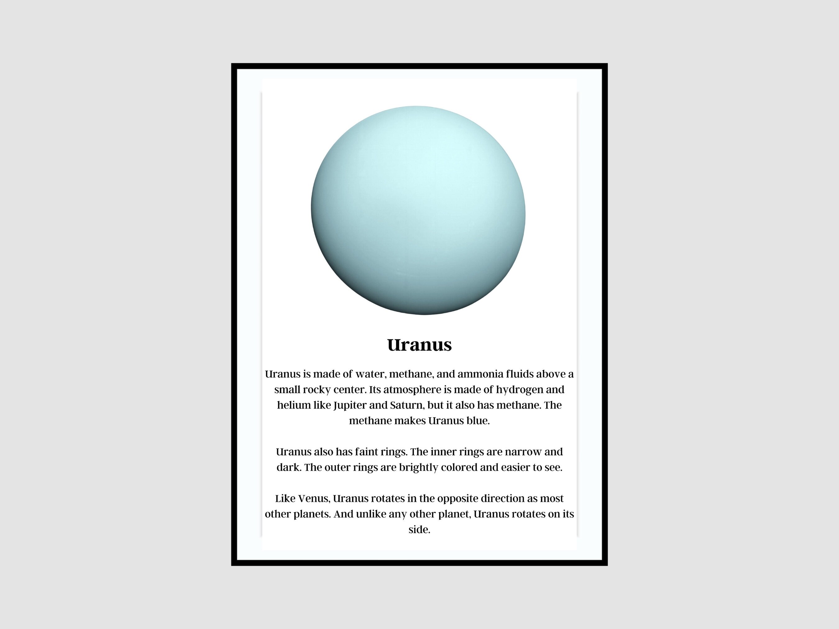 Uranus Planet, Uranus Printable Poster, Solar System, Digital Print ...