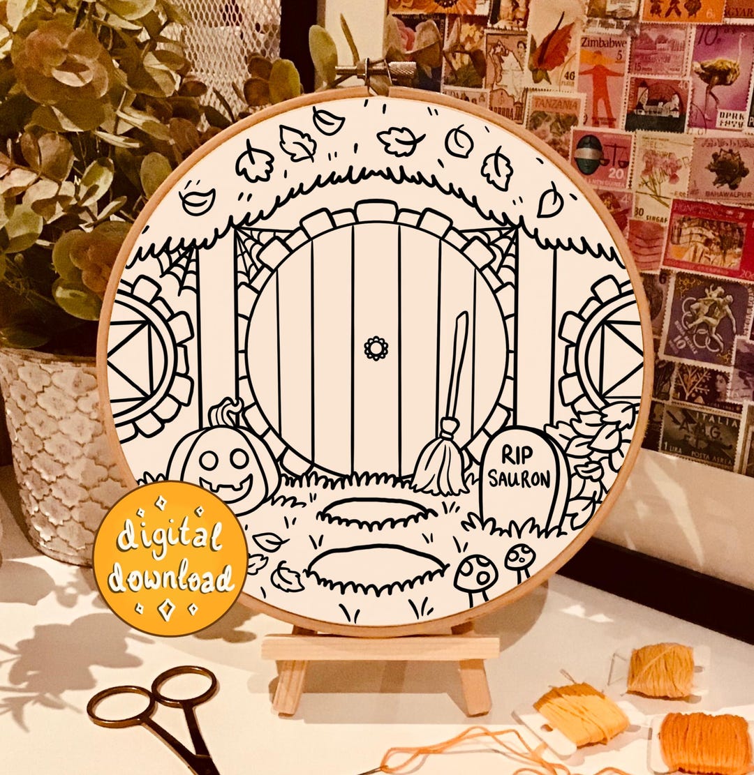 Autumn Hobbit House Embroidery Template, Digital Download, Lord of the ...