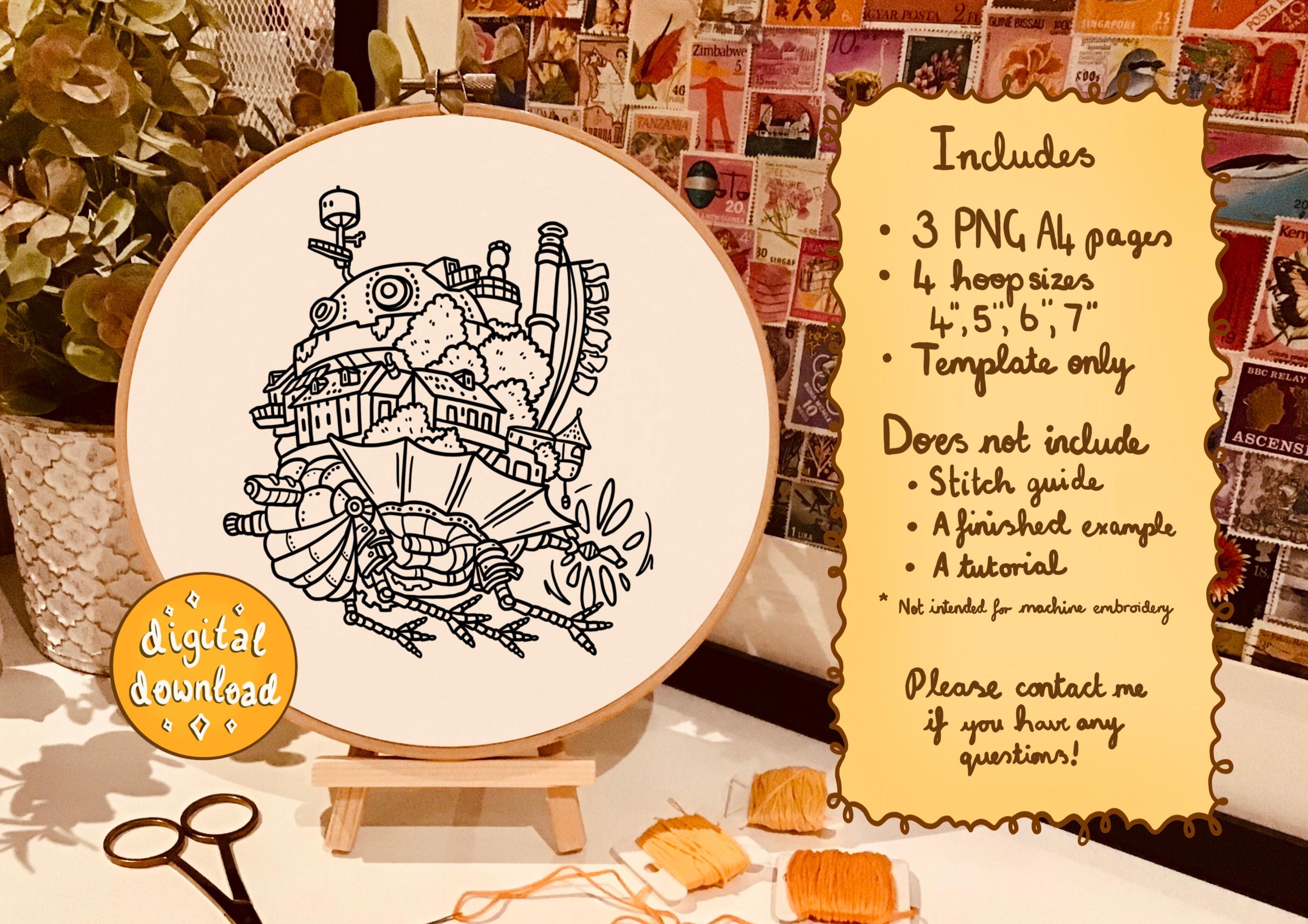 Howl’s Moving Castle Embroidery Template, Digital Download, Ghibli, 4 ...