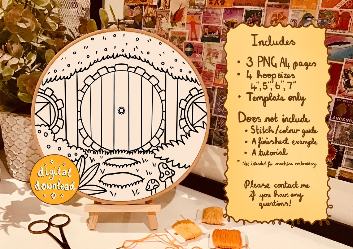Hobbit House Embroidery Template, Digital Download, Lord of the Rings ...