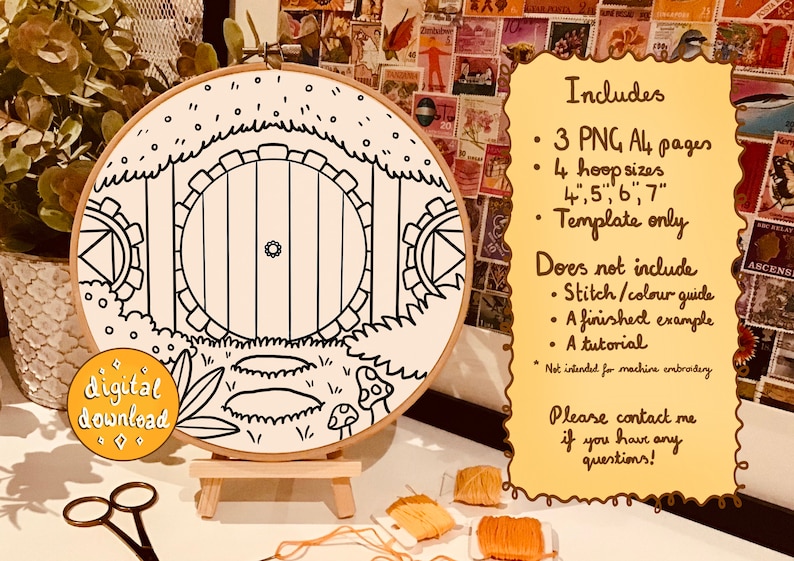 Hobbit House Embroidery Template, Digital Download, Lord of the Rings ...