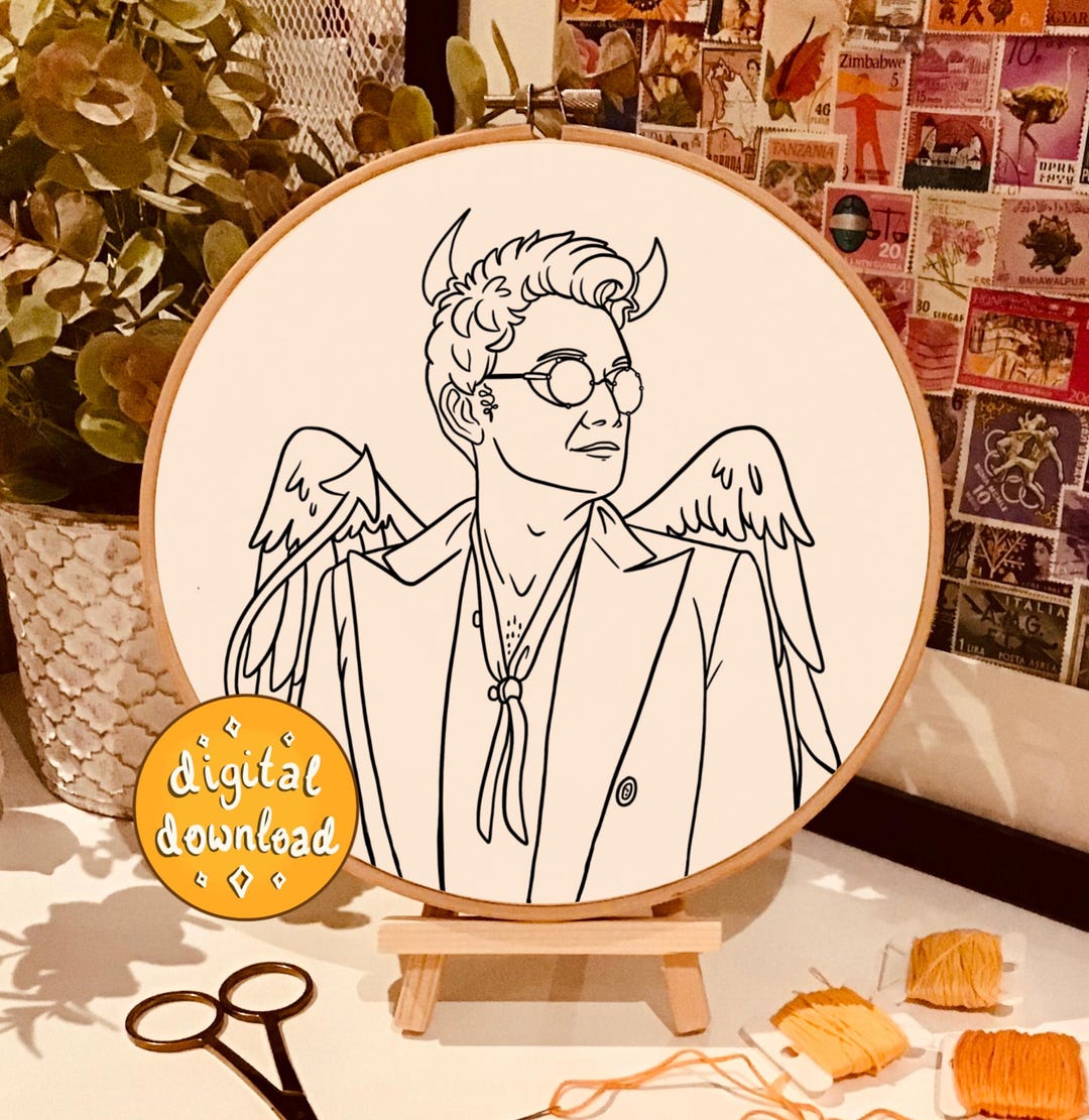 Crowley Embroidery Template, Digital Download, Good Omens, Demon, 4, 5 ...
