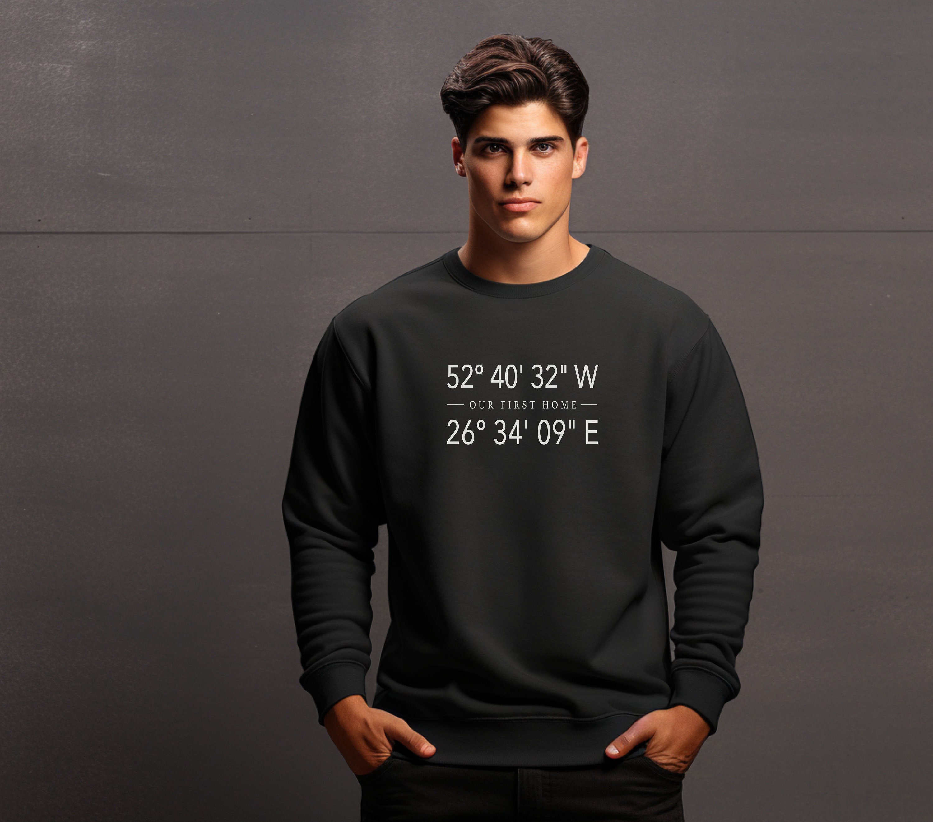 Custom Coordinates Sweatshirt, Personalized Location Crewneck ...