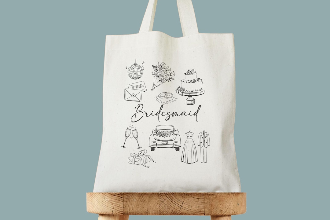 Bride Bridesmaid Tote Bag, Maid of Honor Bridal Party Gift, Custom ...