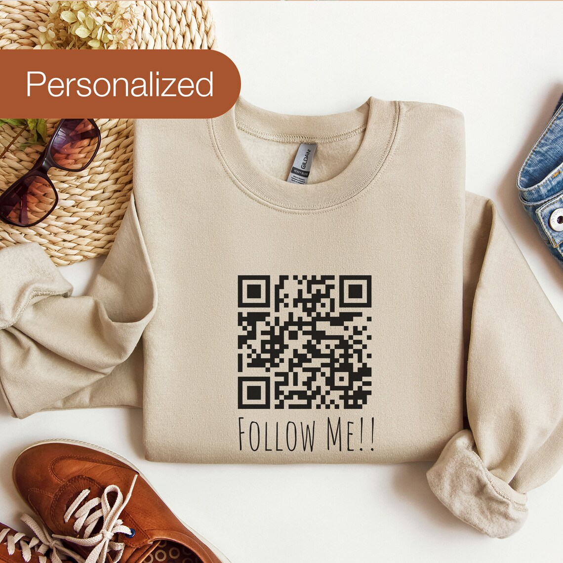 Custom QR Code Sweater for Influencers and Content Creators - Etsy