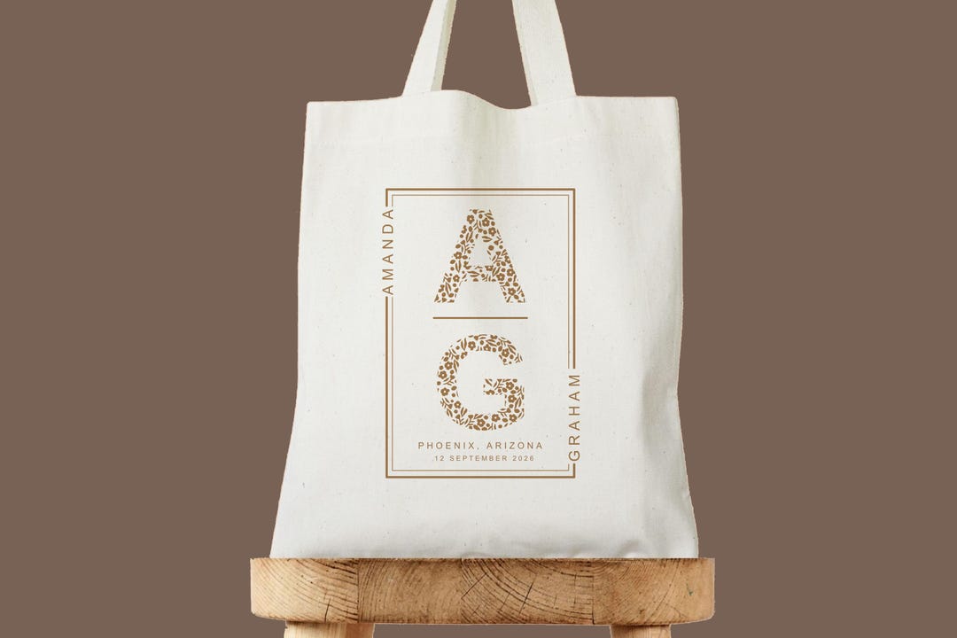 Personalized Monogram Tote Bag, Custom Tote, Name Tote, Name Initial ...