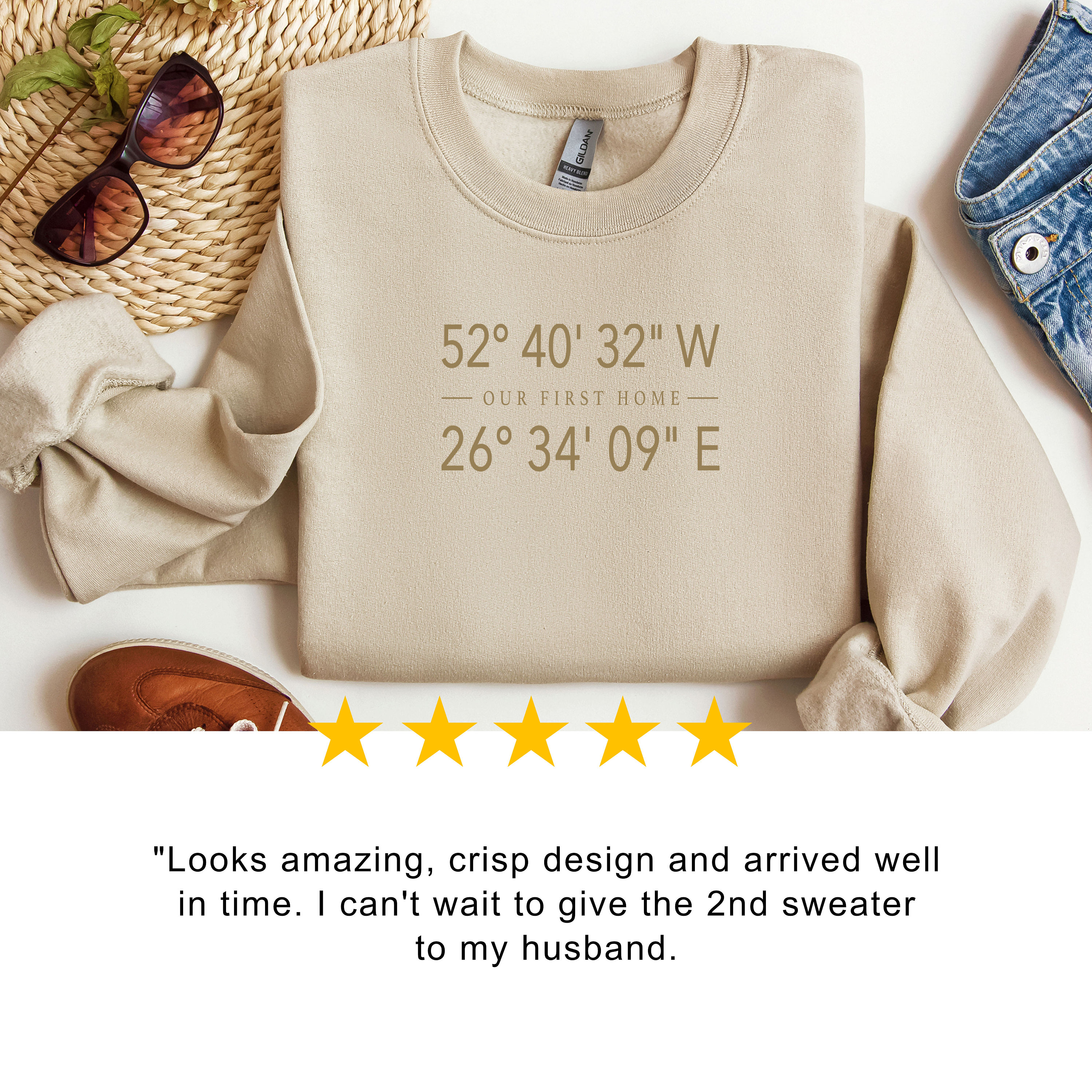 Custom Coordinates Sweatshirt, Personalized Location Crewneck ...