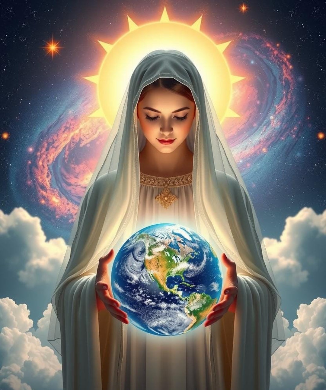 Mary, Mother of Jesus Christ, Looking Upon Mankind on Earth. - Etsy