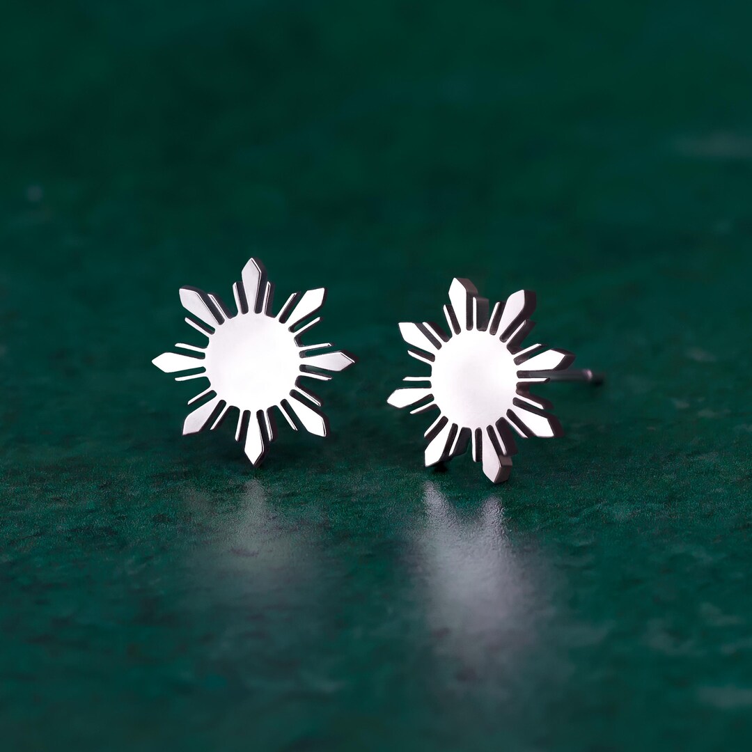 Araw Stud Earrings Philippine Sun Design in Stainless Steel - Etsy
