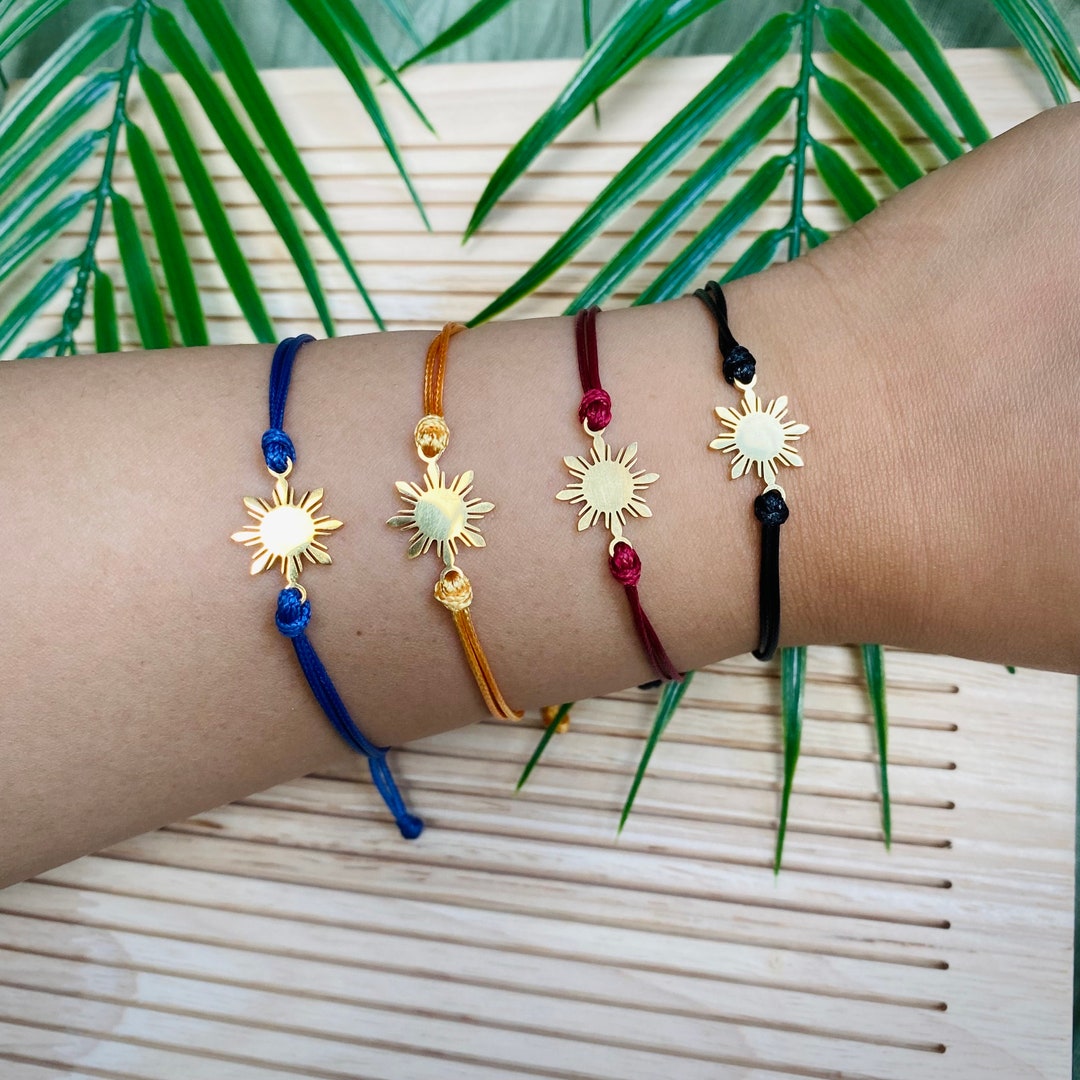 Philippine Sun Unisex Frienship Bracelet | Sliding Knot Waxed String ...