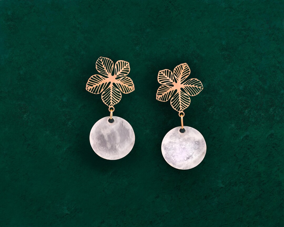 Sampaguita Filigree Studs With Dainty Capiz Shell Charm | Real Platinum ...