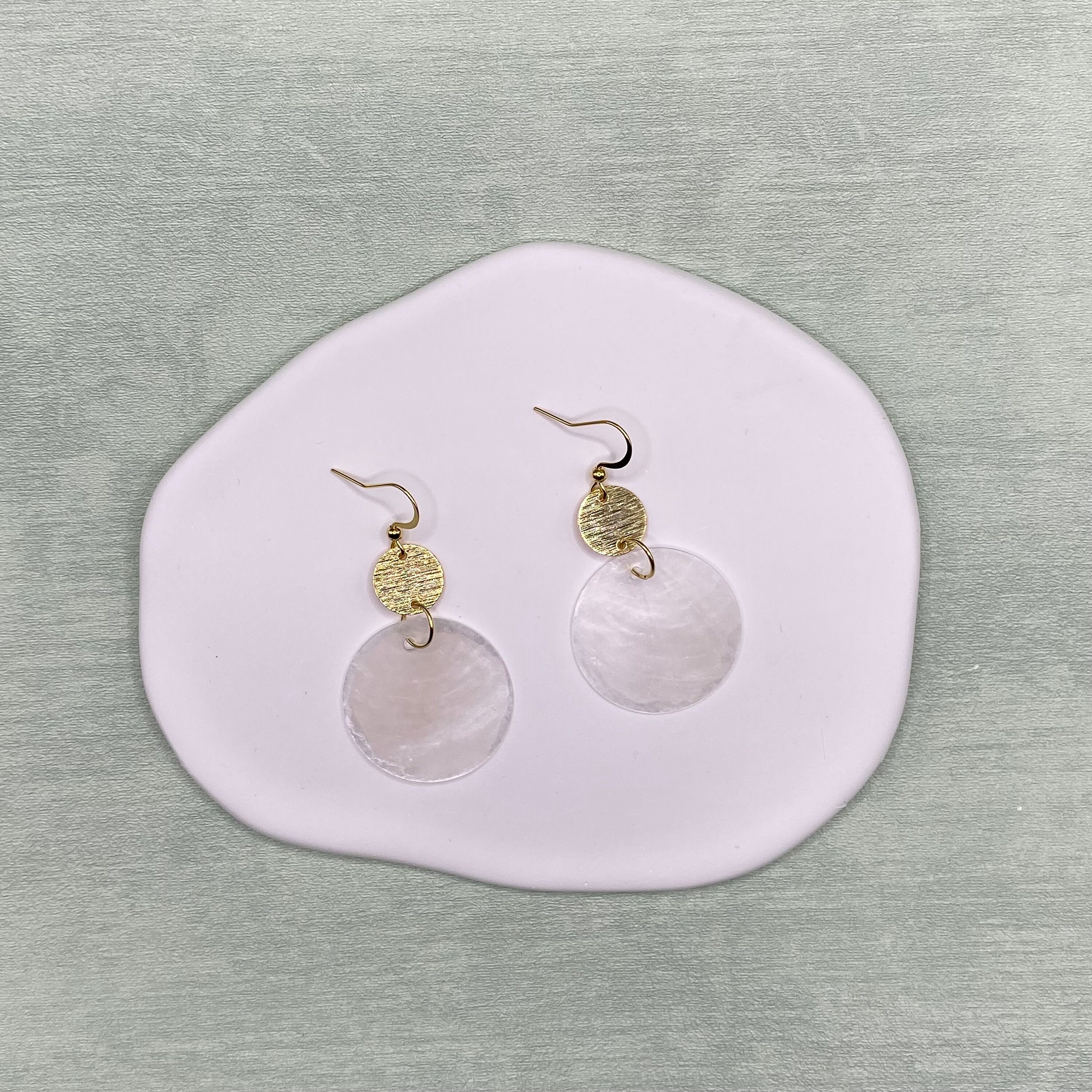 Capiz Shell Drop Earrings With 18K Gold Plated Hooks & Full - Etsy