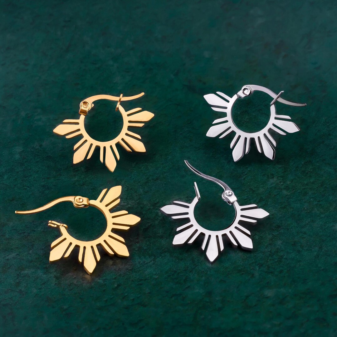 Philippine Sun Hoop Earrings | Stainless Steel | Araw | Filipino ...