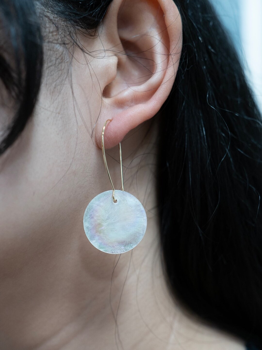 Capiz Shell Kidney Earrings: Gold Plated Stainless Steel, Lightweight ...