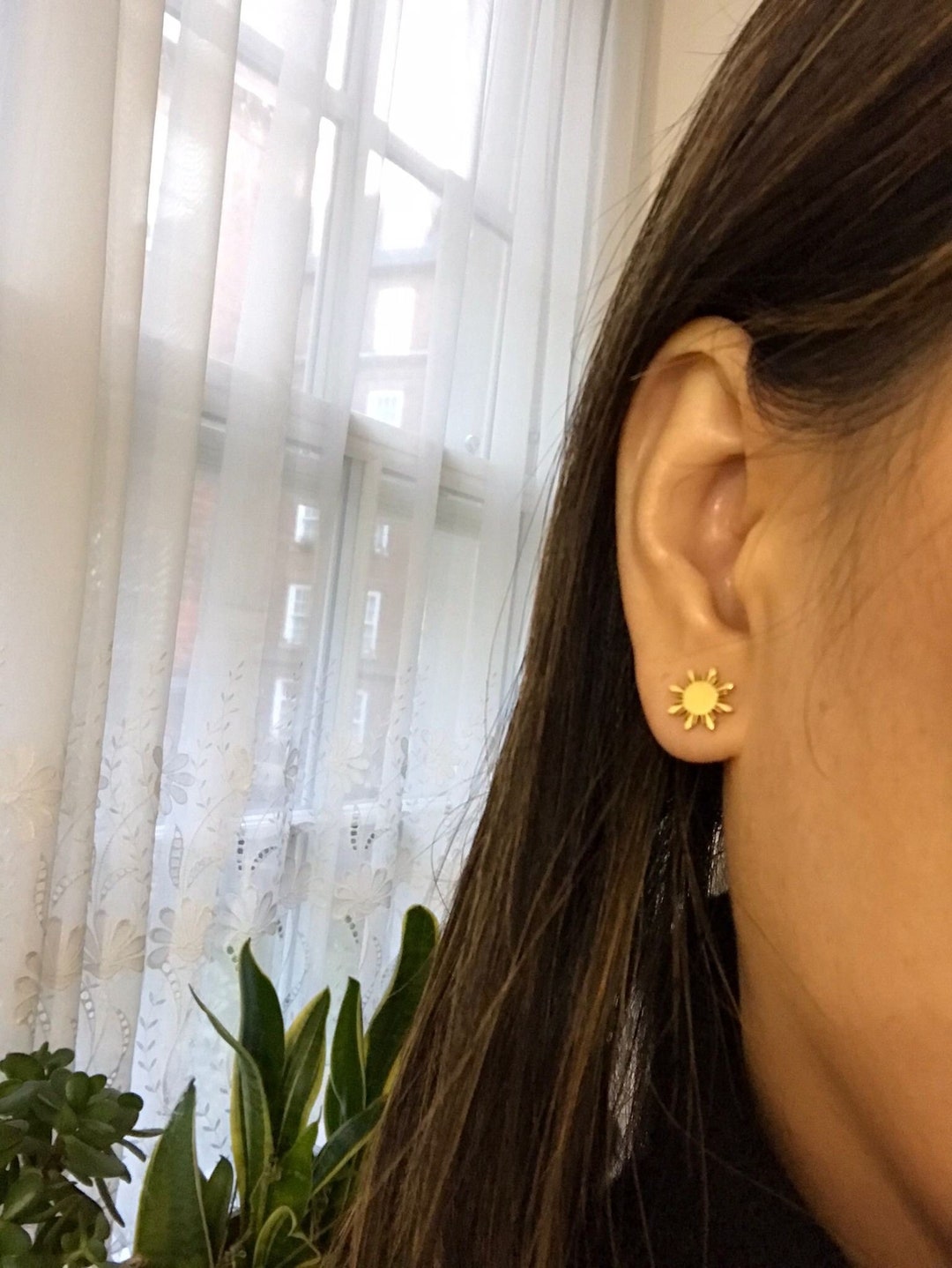 Philippine Sun Stud Earrings 18K Gold Plated Nickel-free Stainless Steel Araw Waterproof ...