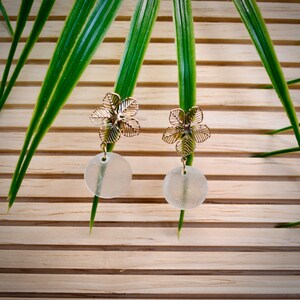 Capiz Shell Stud Earrings: Gold Flower, Filipino Minimalist Jewellery ...