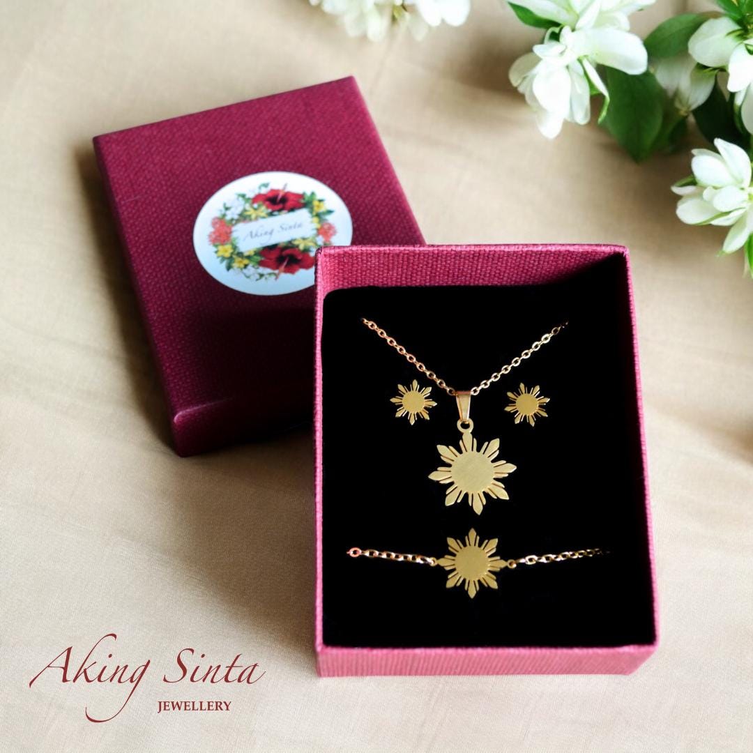 Araw Philippine Sun Jewellery Set – 18K Gold Plated Stainless Steel ...