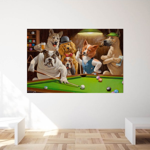Dogs Playing Pool - Etsy