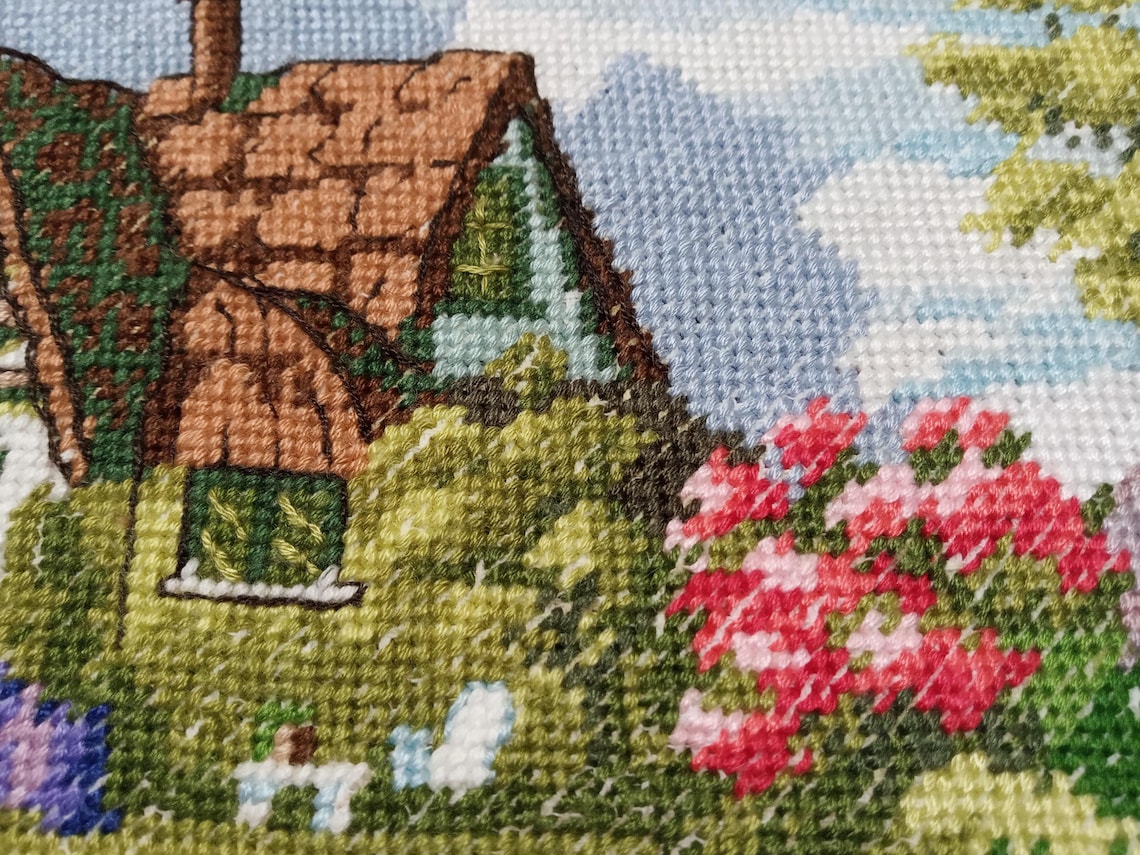 Handmade Gobelin Needlepoint: Summer Landscape Embroidery Wall Art - Etsy