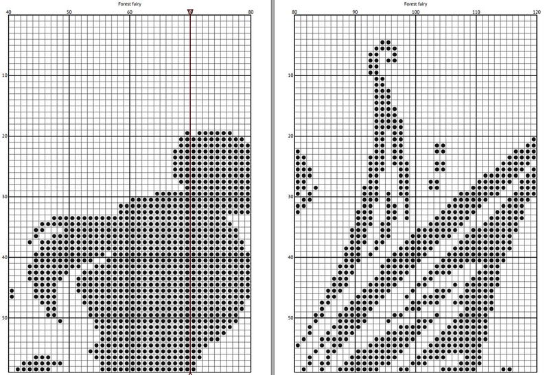 Forest Fairy Cross Stitch Pattern Monochrome, Fairytale Motif, PDF File ...