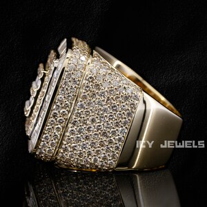 Iced Out Championship Ring for Men 10K Solid Gold Ring Mossanite ...