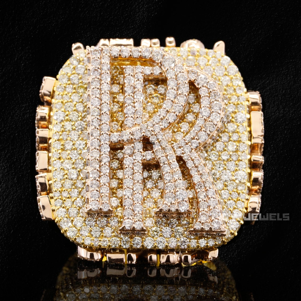 Iced Out Initial Logo Ring Custom Moissanite Ring Mens Pinky - Etsy